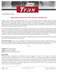 Spirit Airlines Implements TRAX QuickTurn Mobile App